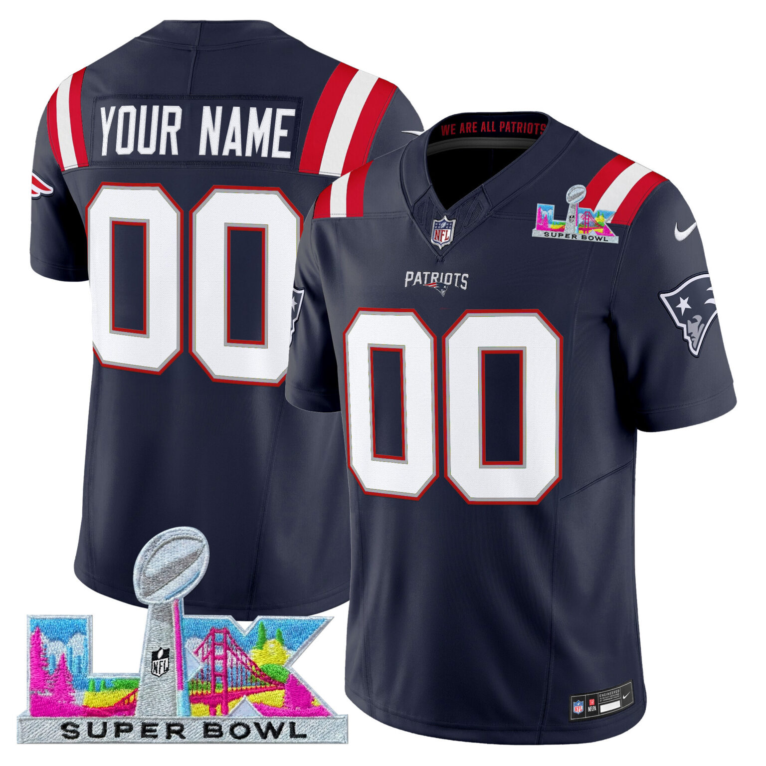 New England Patriots Super Bowl LX Vapor Limited Custom Jersey – All ...